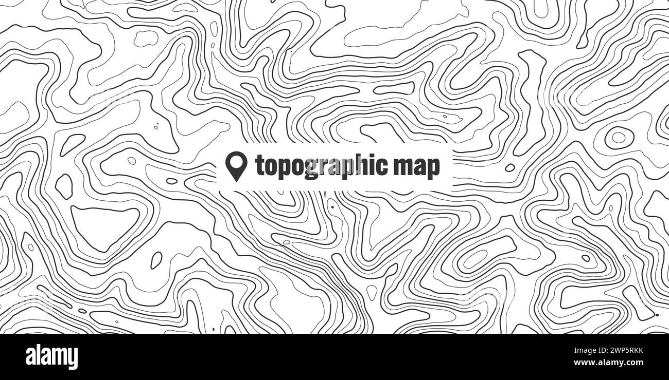Topographic map with contour lines. Geographic terrain grid, relief ...