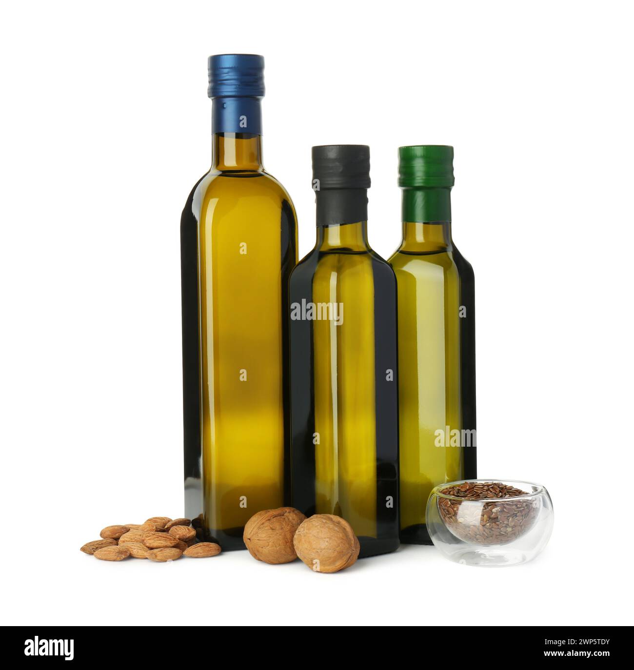 Vegetable fats. Bottles of different cooking oils and ingredients ...