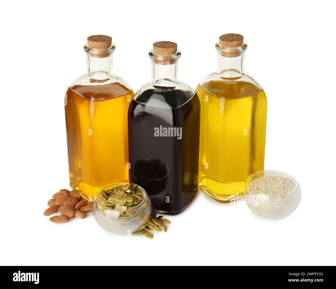 Vegetable fats. Bottles of different cooking oils and ingredients ...