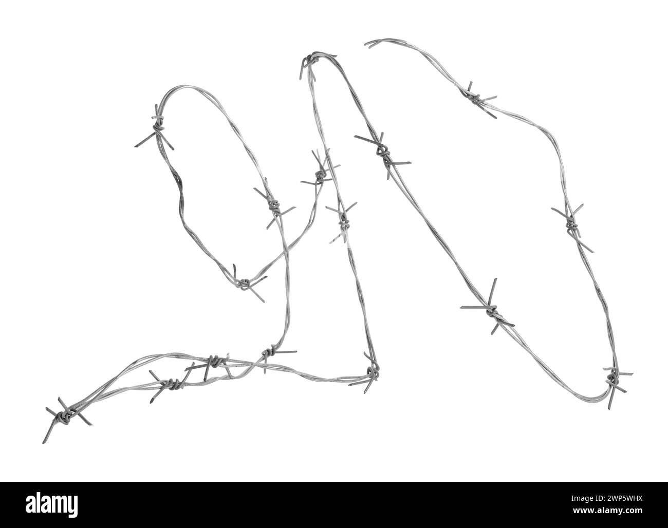 Shiny metal barbed wire isolated on white Stock Photo - Alamy