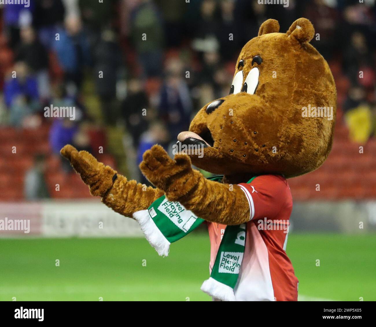Barnsley, UK. 06th Mar, 2024. Toby Tyke cheering with the fans before ...