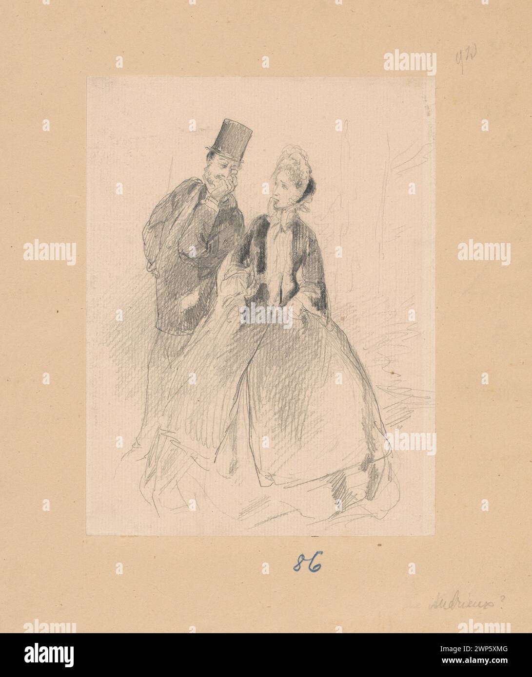A 19th-century French drawing by Clément-Auguste Andrieux showing a ...