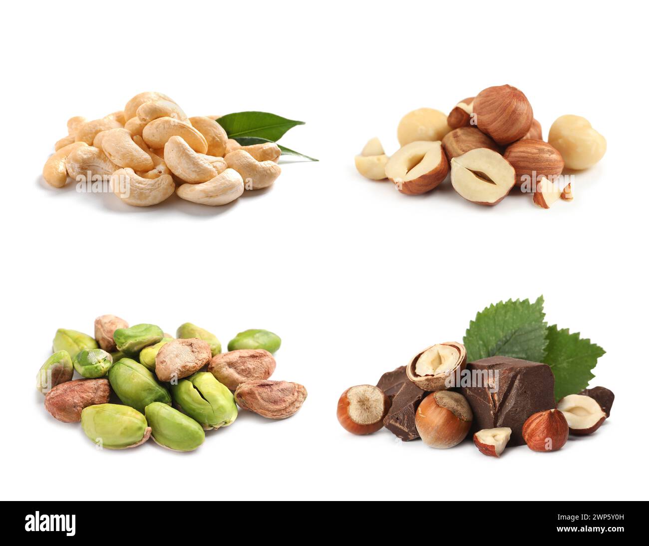 Different tasty nuts isolated on white, set Stock Photo - Alamy