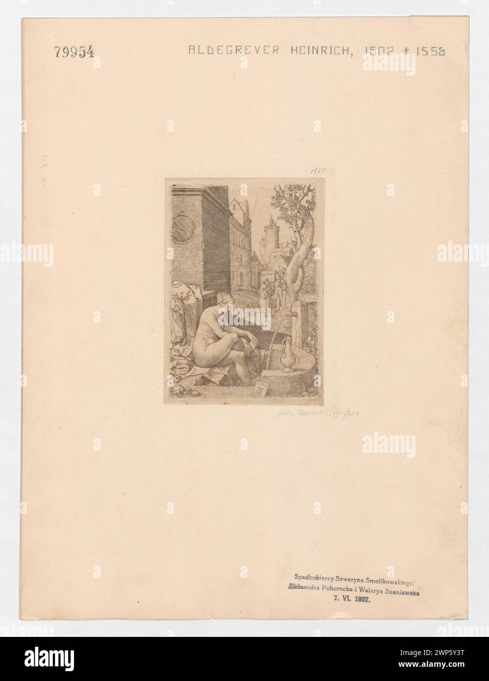 Zuzanna in the bath; Aldegrever, Heinrich (Ca 1502-1555 cars 1561 ...