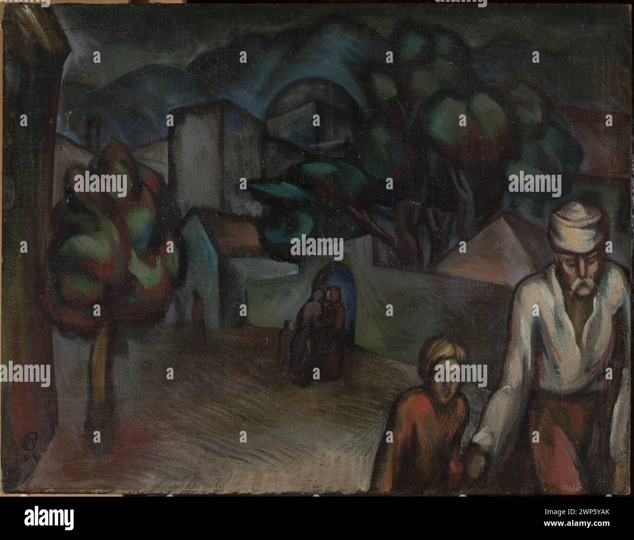 Landscape urban with characters; Petrovi, Roman (1896-1947); 1924 (1924 ...