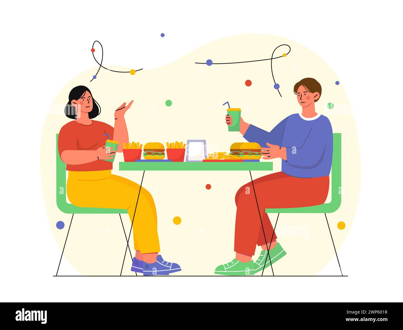 People with fast food vector Stock Vector Image & Art - Alamy