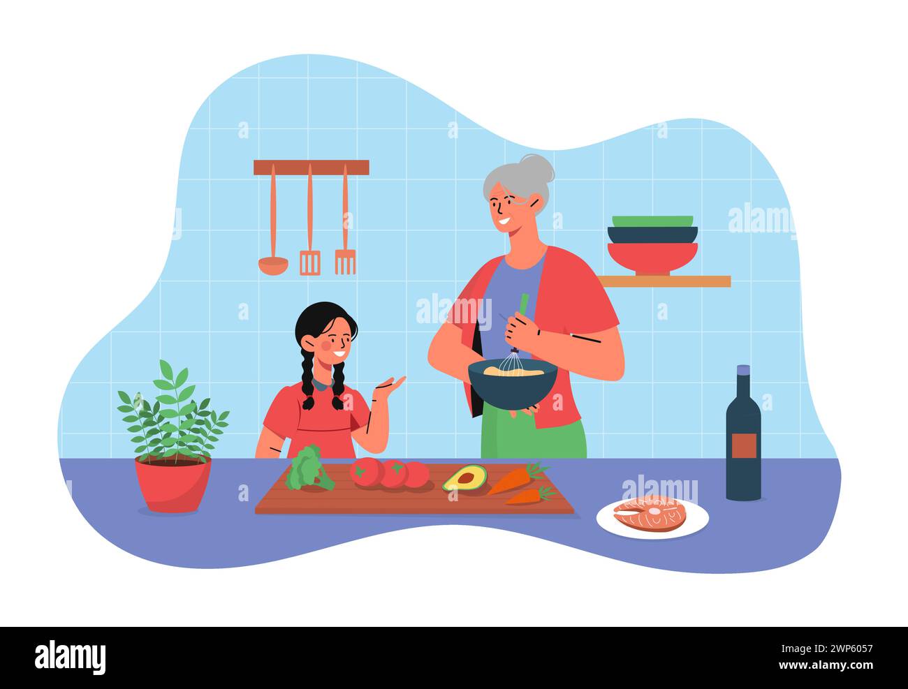 Cook with grandmother vector Stock Vector Image & Art - Alamy