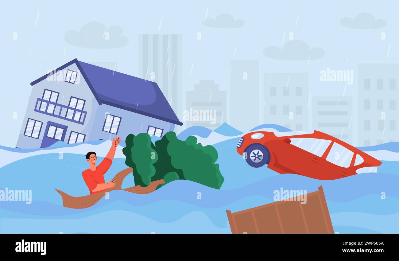 City suffer from flood vector Stock Vector Image & Art - Alamy