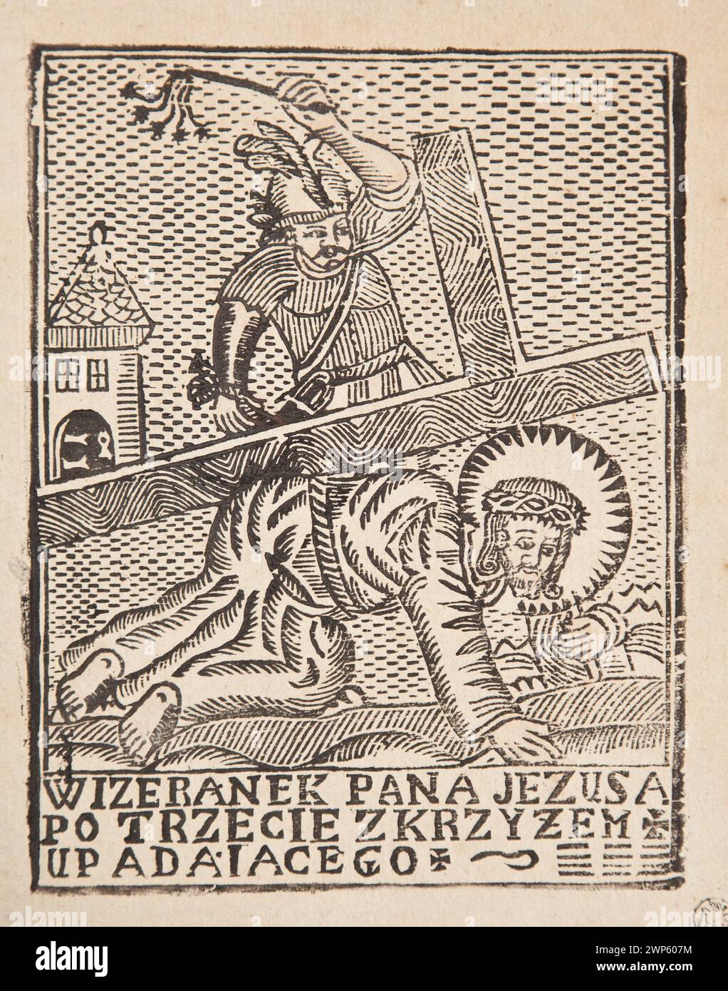19th-century depiction of Jesus Christ falling under the cross during ...