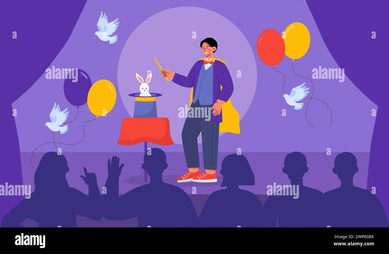 Magic trick with bunny vector Stock Vector Image & Art - Alamy