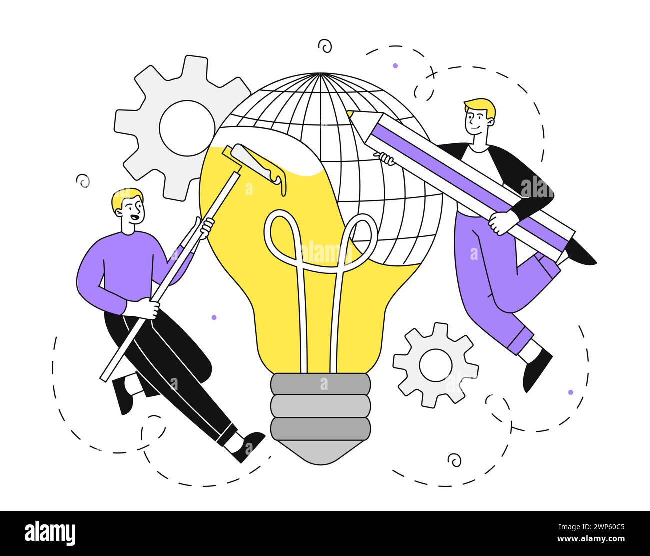 People with idea vector linear Stock Vector Image & Art - Alamy