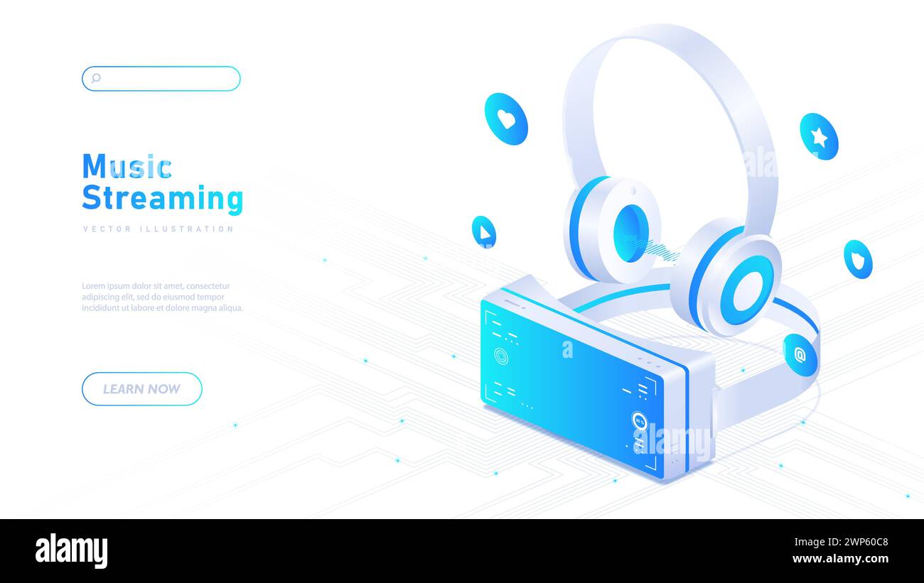 Music streaming vector white poster Stock Vector Image & Art - Alamy