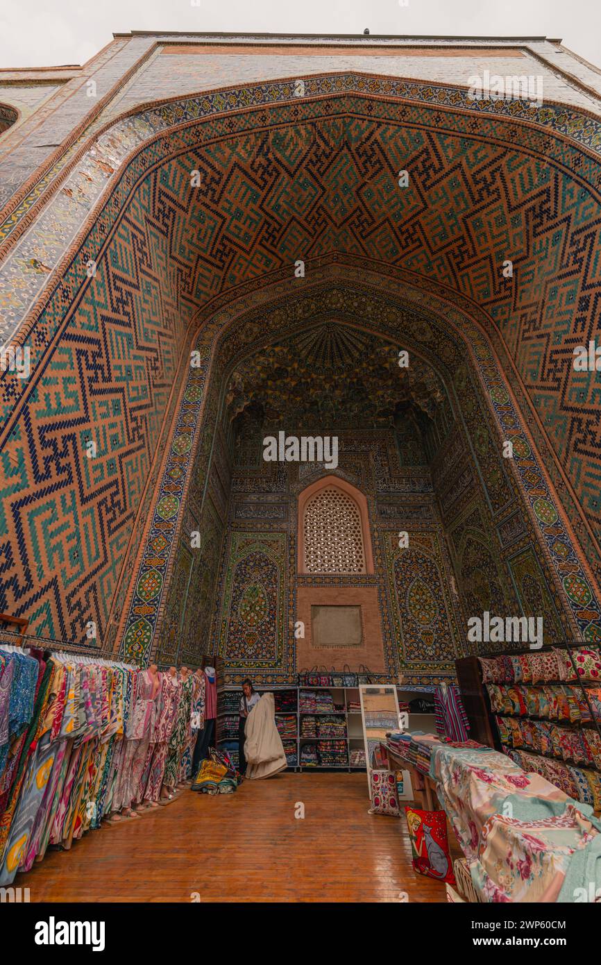 JUNE 23, 2023, SAMARQAND, UZBEKISTAN: Colorful exterior of tilya-kori ...