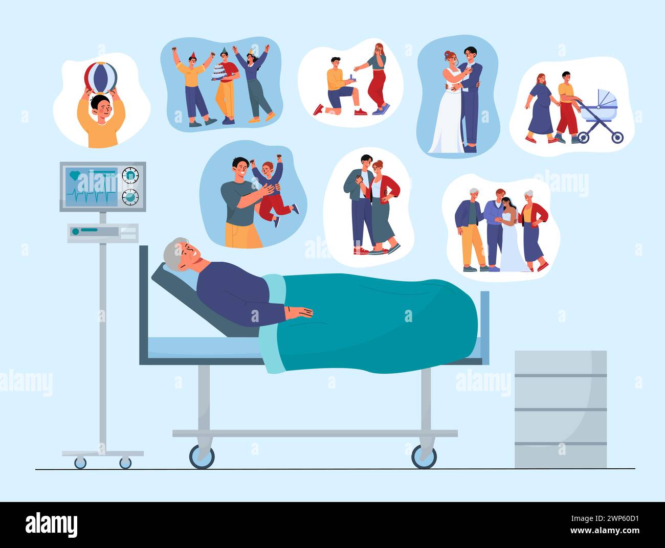 Pensioner with memories of life vector Stock Vector Image & Art - Alamy