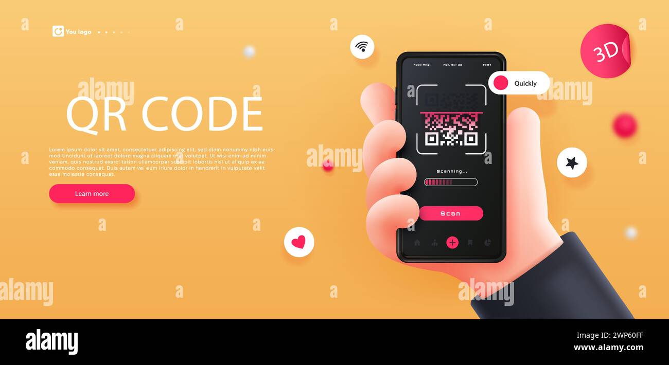 QR code 3d banner vector Stock Vector Image & Art - Alamy
