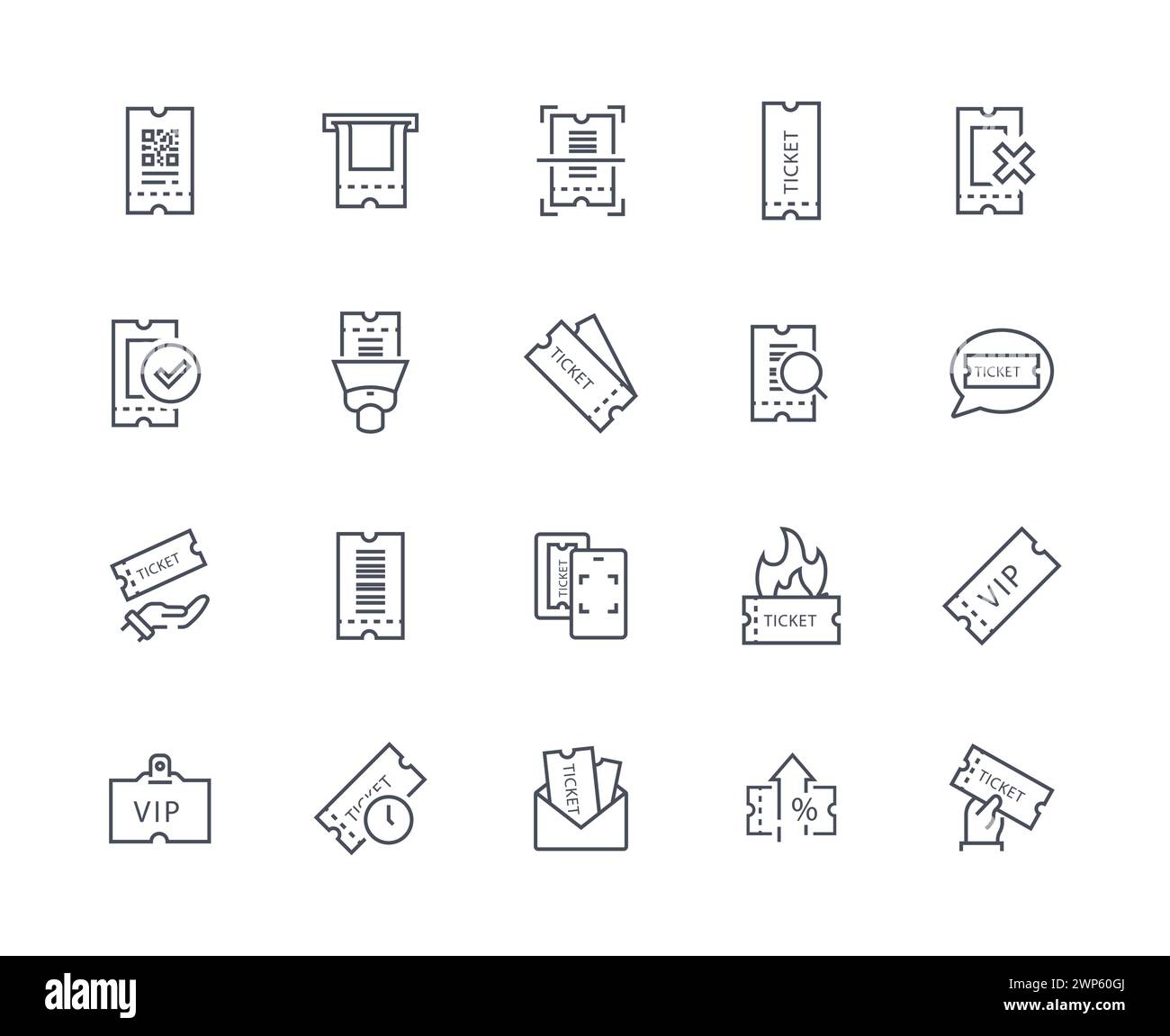Ticket icons outline vector set Stock Vector Image & Art - Alamy