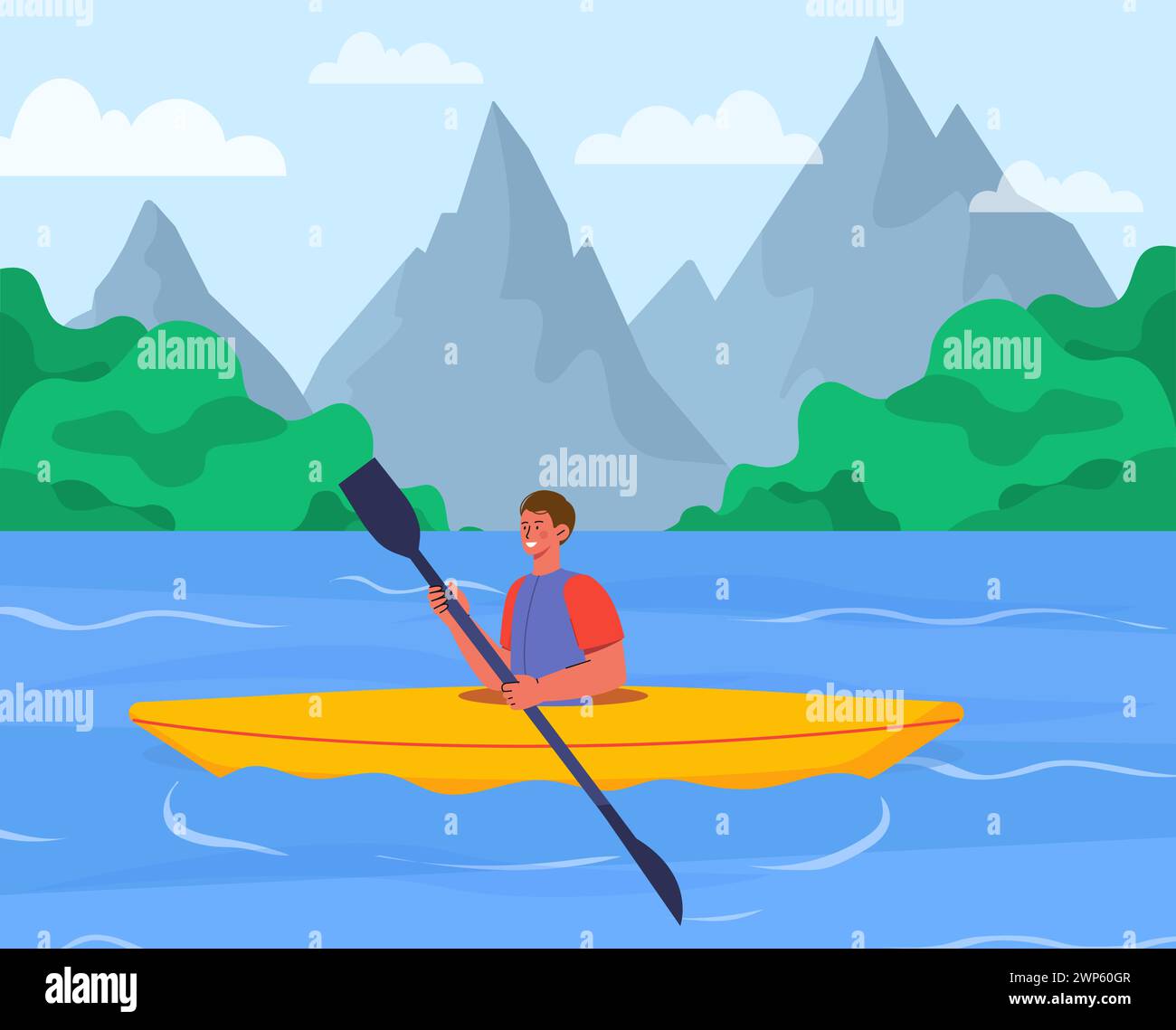 Man swims in kayak vector Stock Vector Image & Art - Alamy