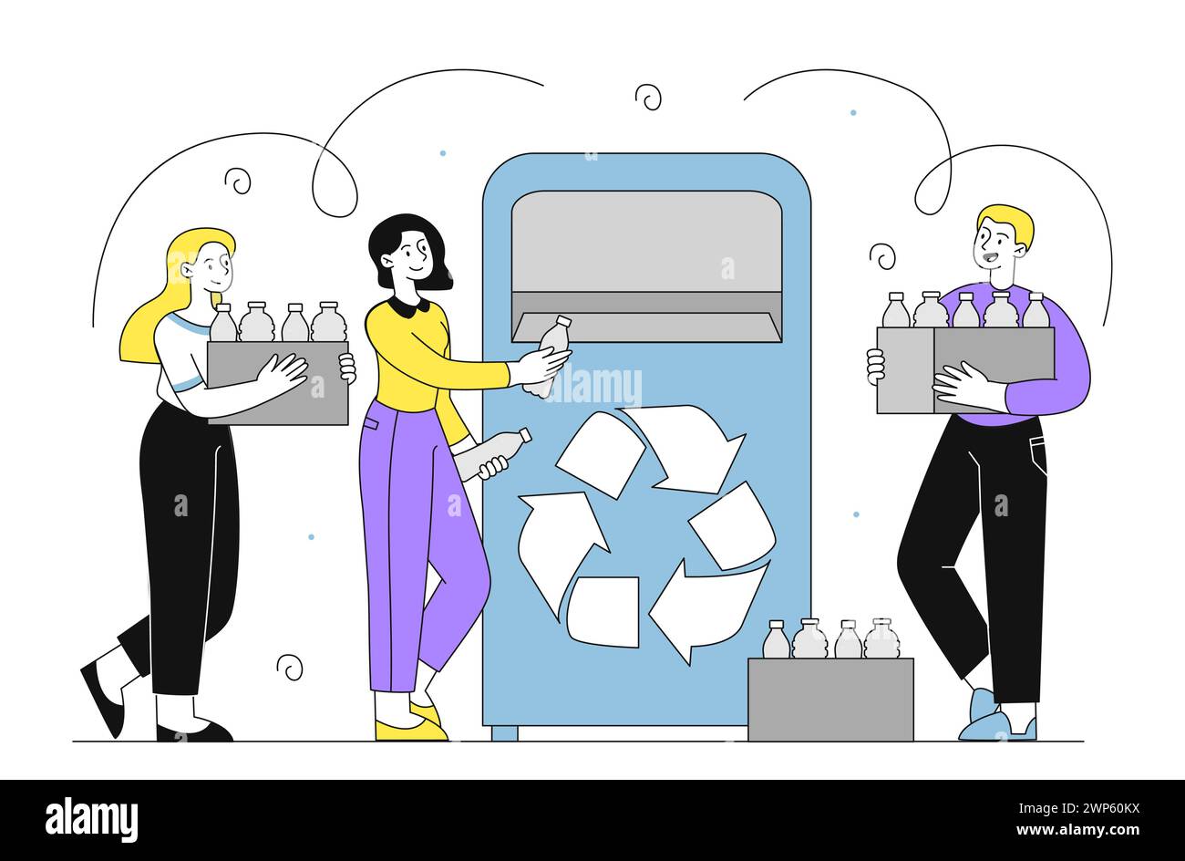 People with recycling of bottles vector simple Stock Vector Image & Art ...