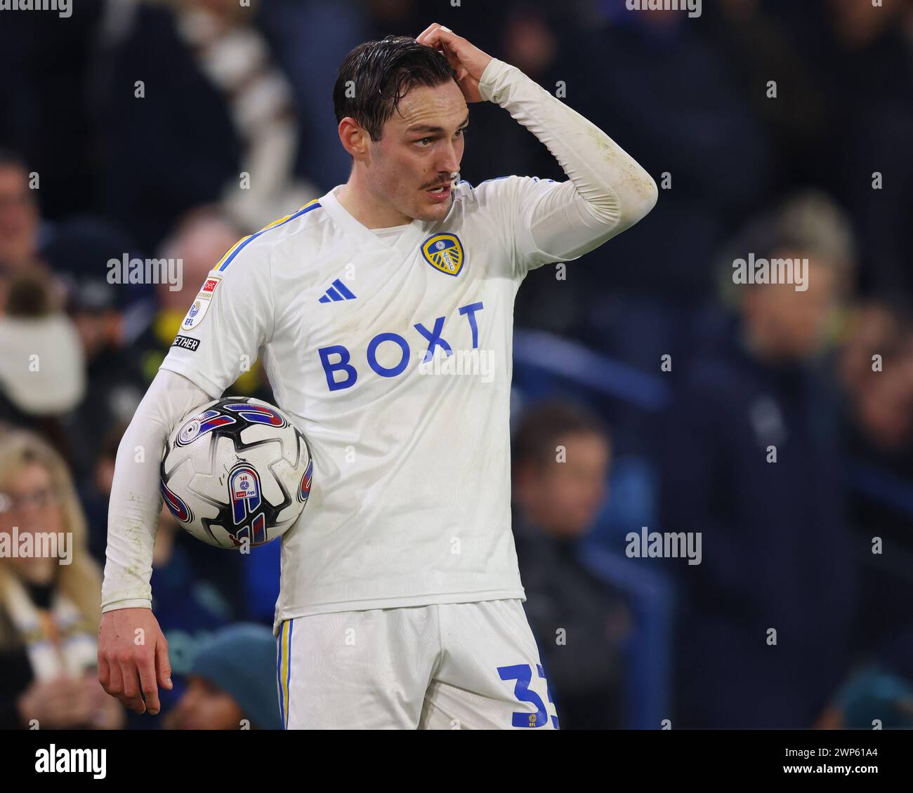 Leeds, UK. 5th Mar, 2024. Connor Roberts of Leeds Unitedduring the Sky ...