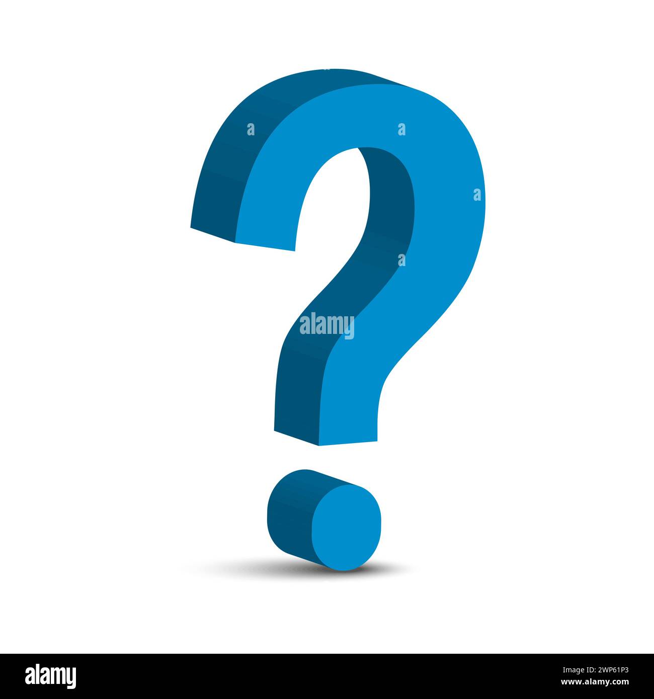 3D question mark icon with a blue gradient and shadow, isolated on ...