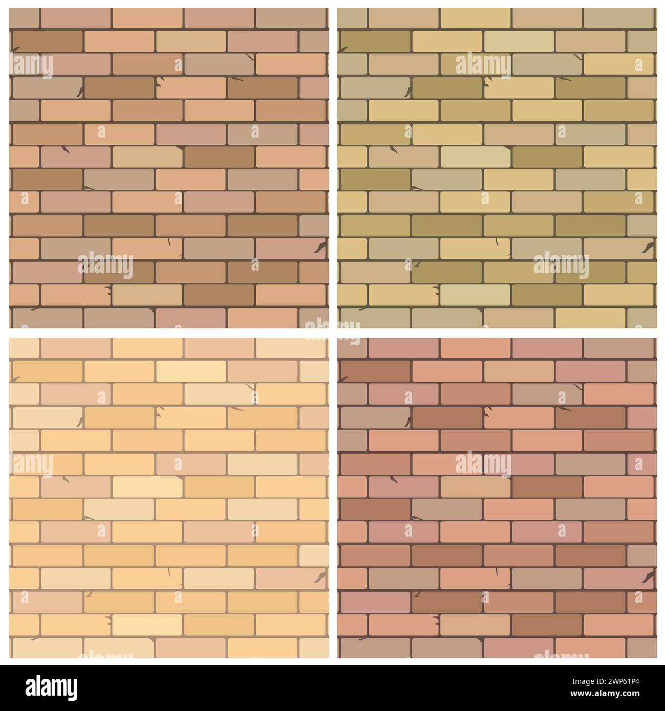 Varied brick wall patterns. Pastel to dark color palettes. Seamless ...