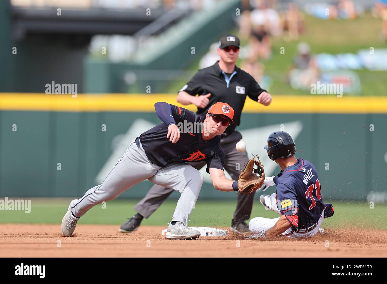 North Port FL USA; Atlanta Braves designated hitter Eli White slides ...