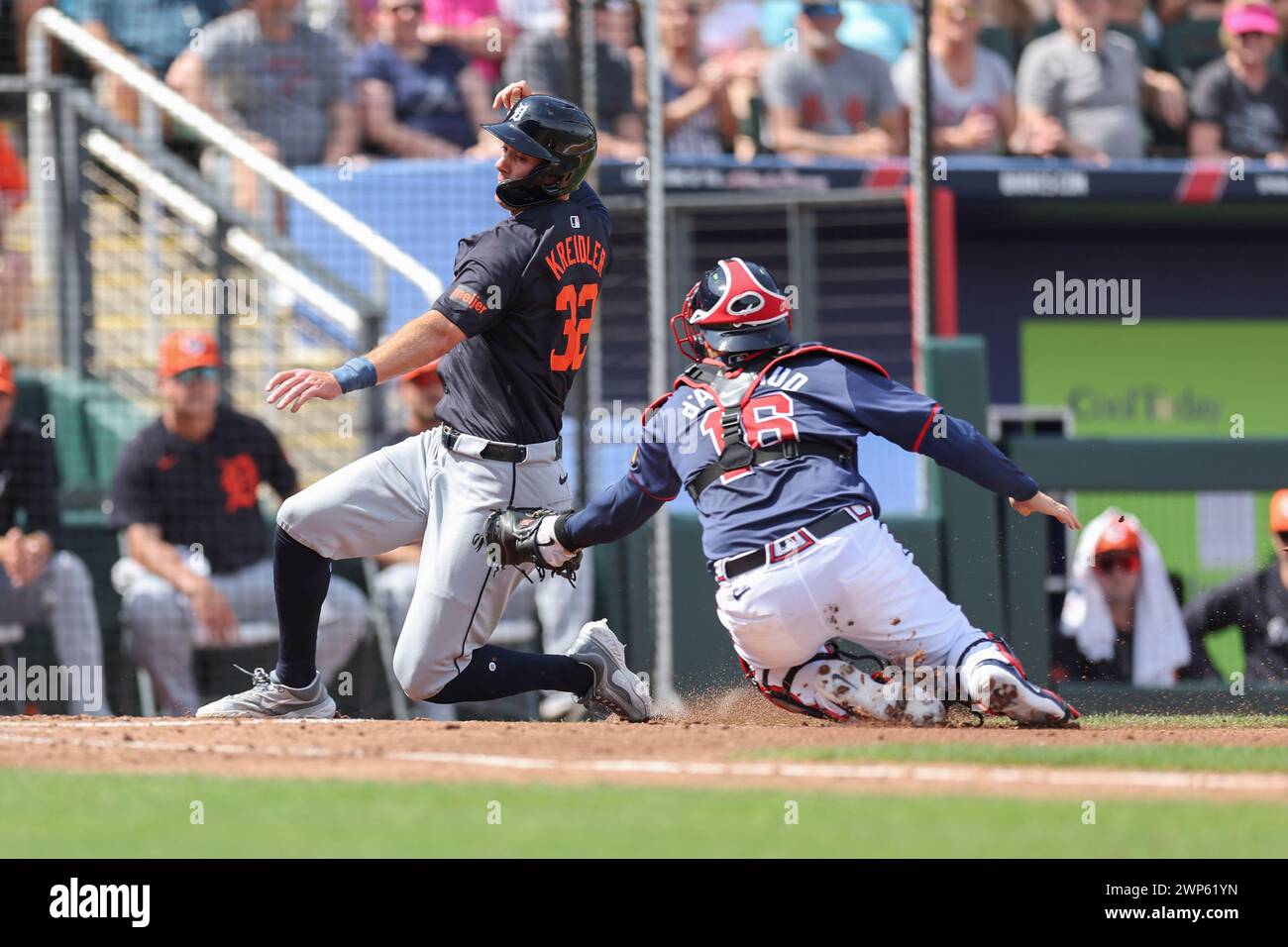 North Port FL USA; Detroit Tigers shortstop Ryan Kreidler (32) is ...