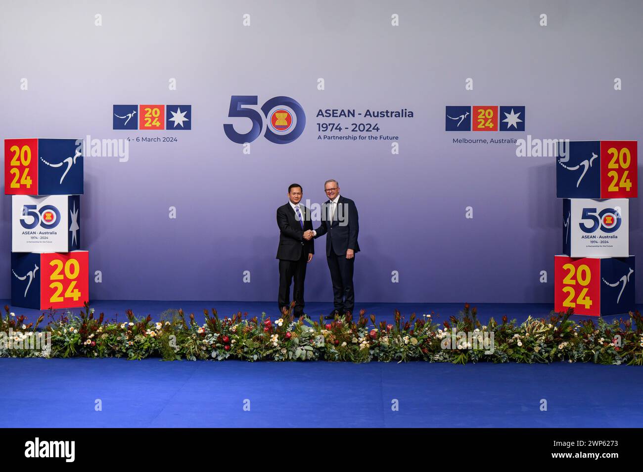 (L-R) Prime Minister of the Kingdom of Cambodia, Hun Manet, and Prime ...