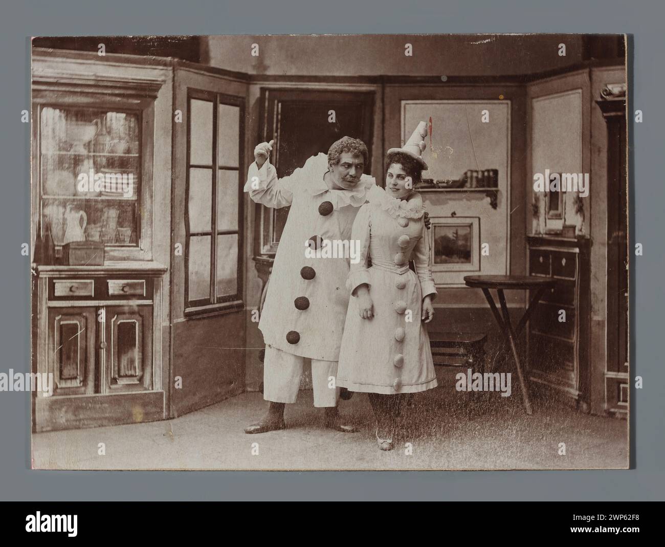 Photograph of two actors in Commedia dell'arte costumes on stage circa ...