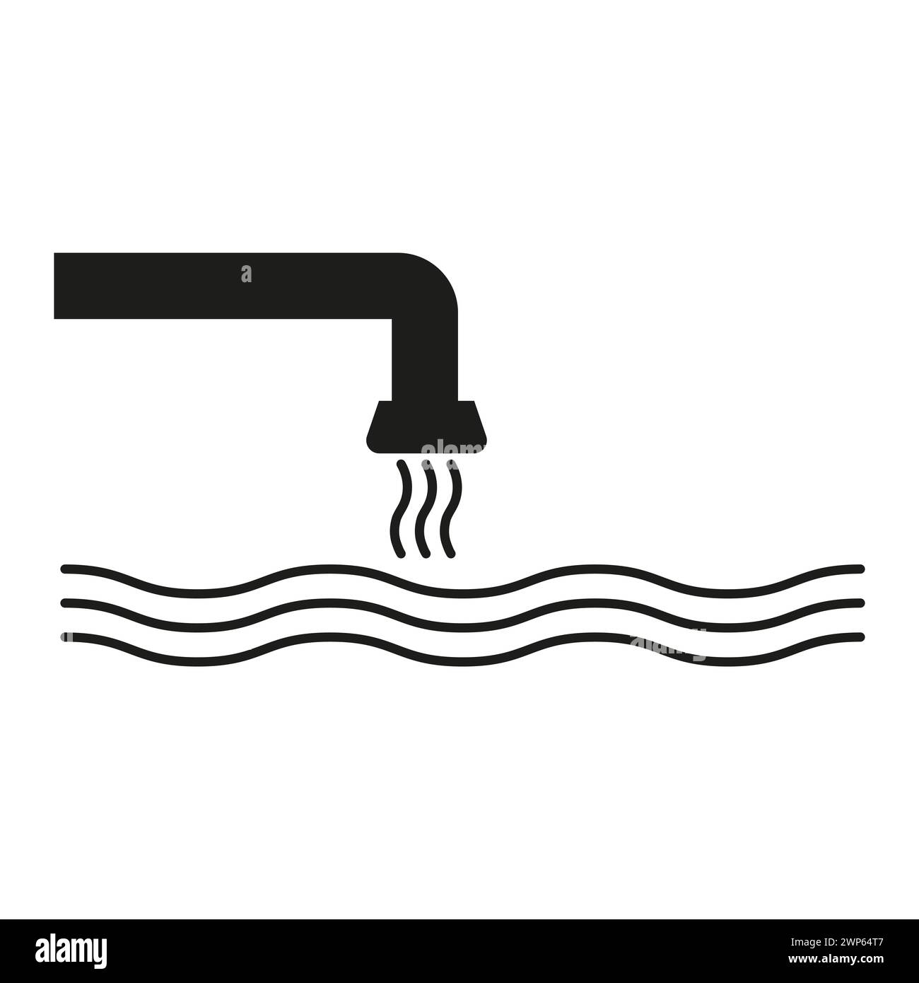 Faucet icon. Warm water flow. Hygiene utility. Vector illustration. EPS ...