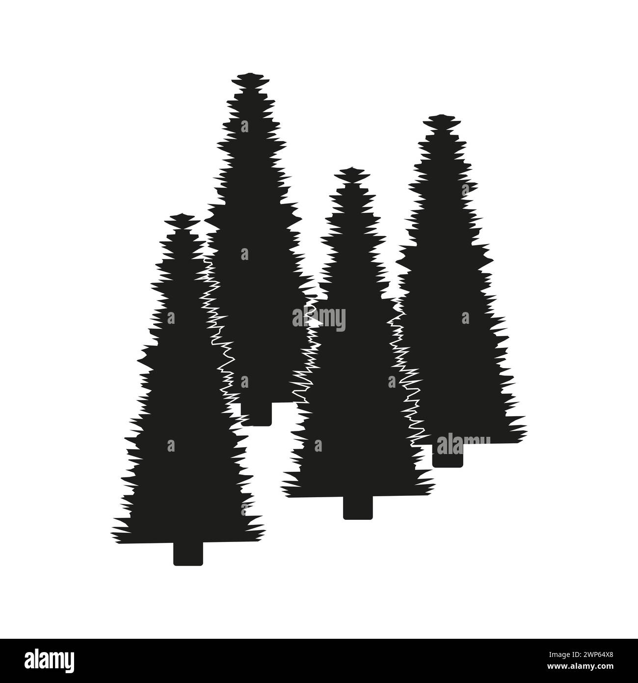 Pine trees silhouette. Abstract, black. Nature conservation. Vector ...