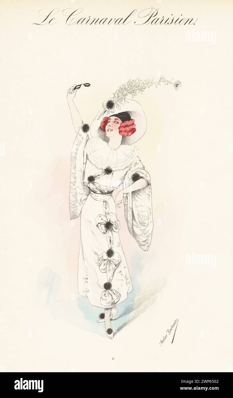 Woman in fancy-dress costume of a Pierrot from the Commedia dell'arte ...