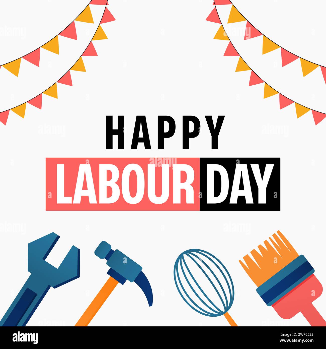 happy labour day illustration vector design in flat style Stock Vector ...