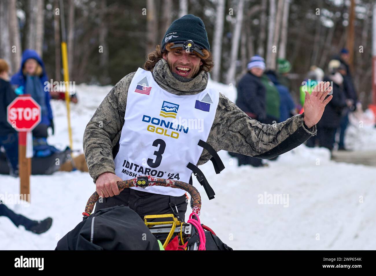 Anchorage, United States. 29th Feb, 2024. Musher Connor McMahon at the ...