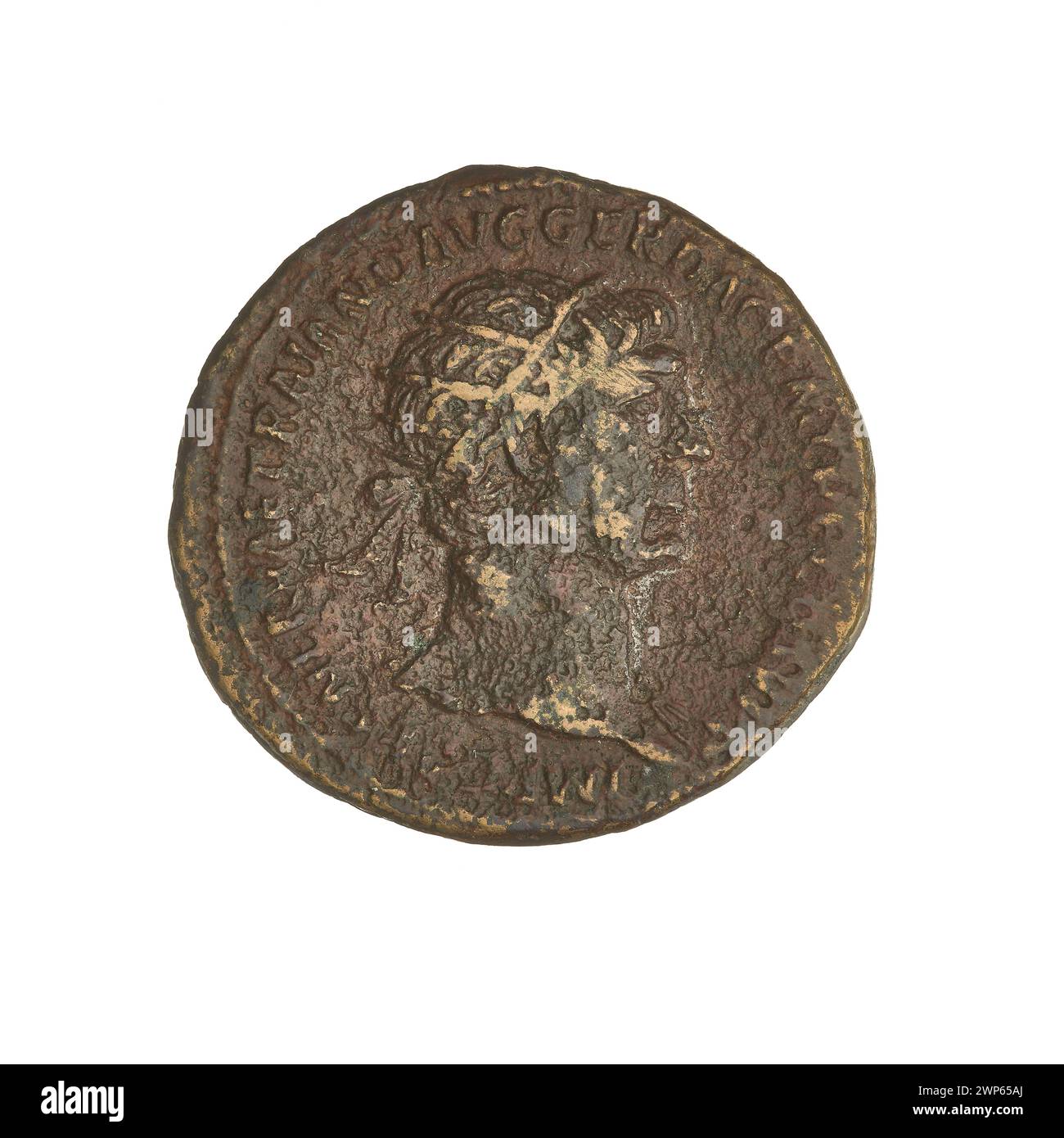 Silver dupondius coin issued under Roman Emperor Trajan between 104 and ...