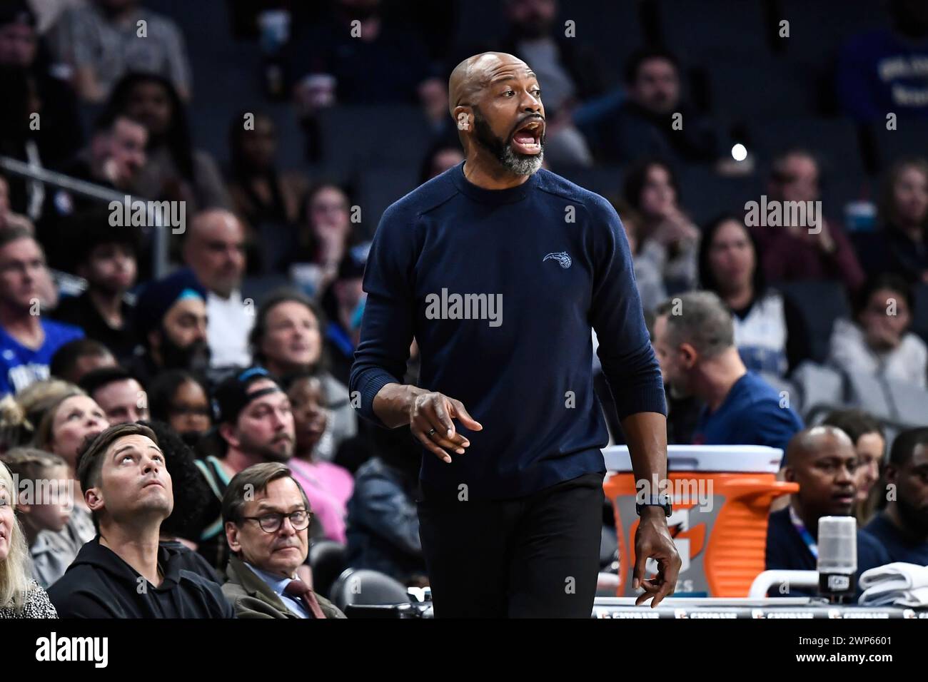 Orlando Magic head coach Jamahl Mosley watches during the second half ...