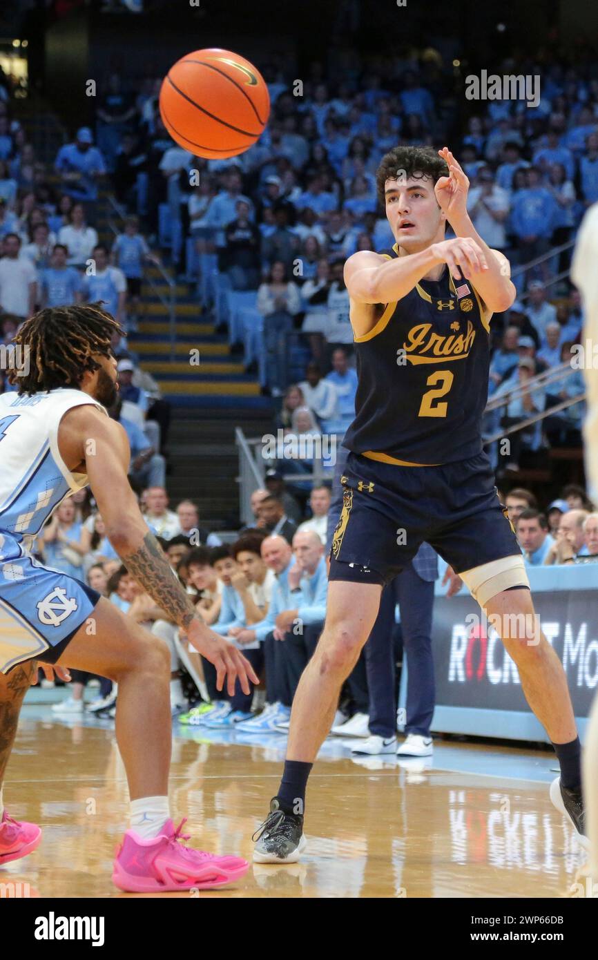 CHAPEL HILL, NC - MARCH 05: Notre Dame Fighting Irish guard Logan Imes ...