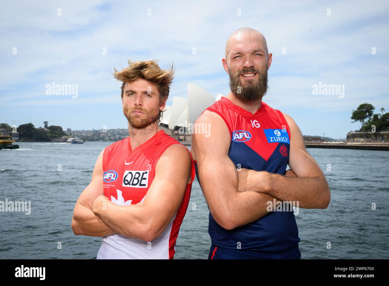 Dane Rampe of the Sydney Swans and Max Gawn of the Melbourne Demons ...