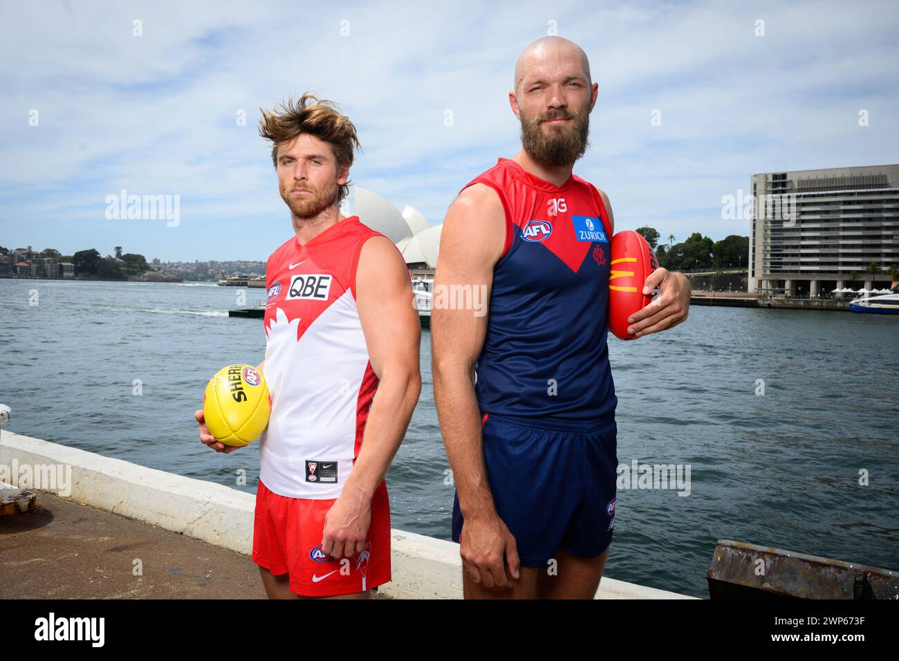 Dane Rampe of the Sydney Swans and Max Gawn of the Melbourne Demons ...