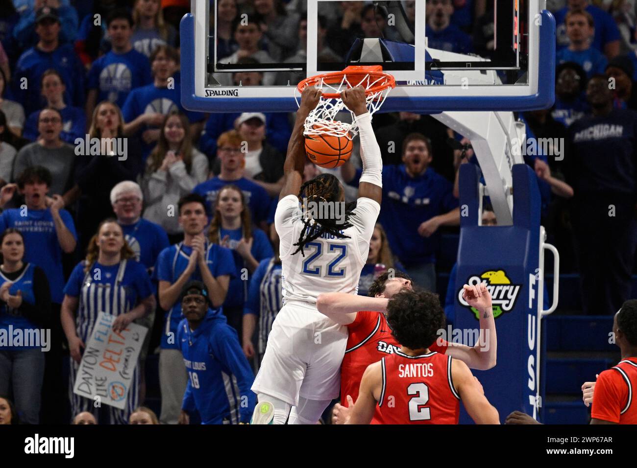 Saint Louis' Terrence Hargrove Jr., left, dunks against Dayton's Nate ...