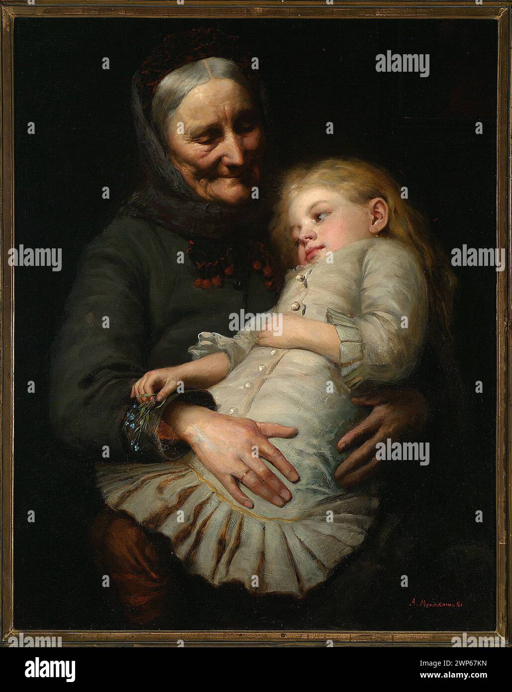 Grandma from grandson; Mroczkowski, Aleksander (1850-1927); 19th ...