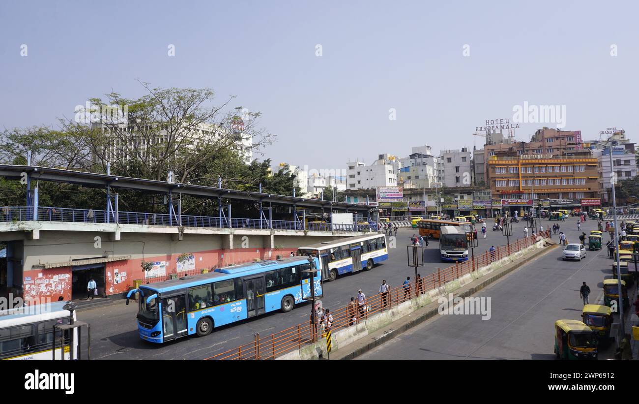 Bangalore, India - January 16 2024: View of Kempegowda or Majestic Bus ...