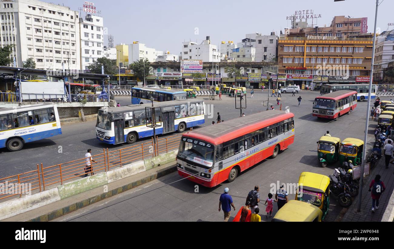Bangalore, India - January 16 2024: View of Kempegowda or Majestic Bus ...