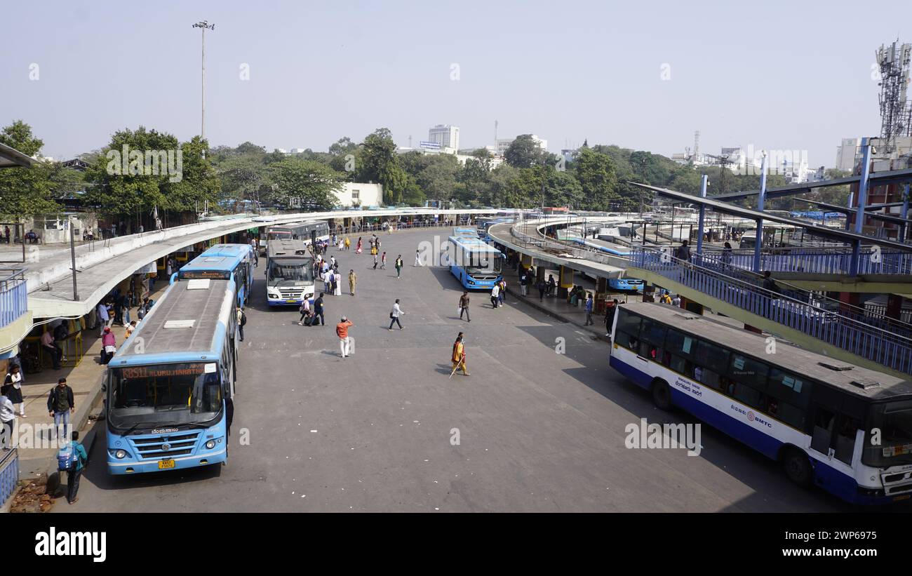 Bangalore, India - January 16 2024: View of Kempegowda or Majestic Bus ...
