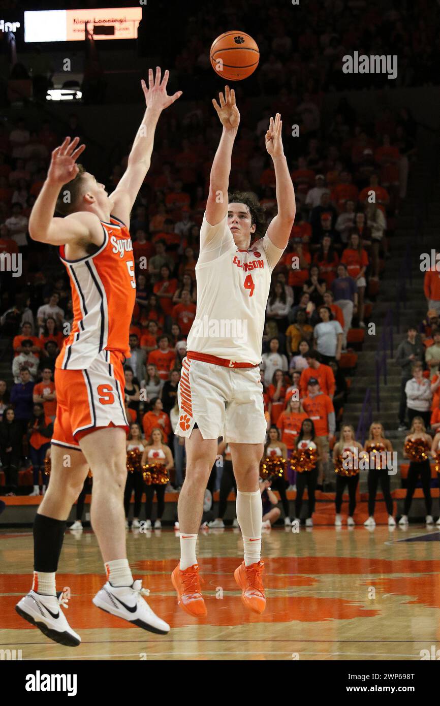 CLEMSON, SC - MARCH 05: Clemson Tigers forward Ian Schieffelin (4 ...