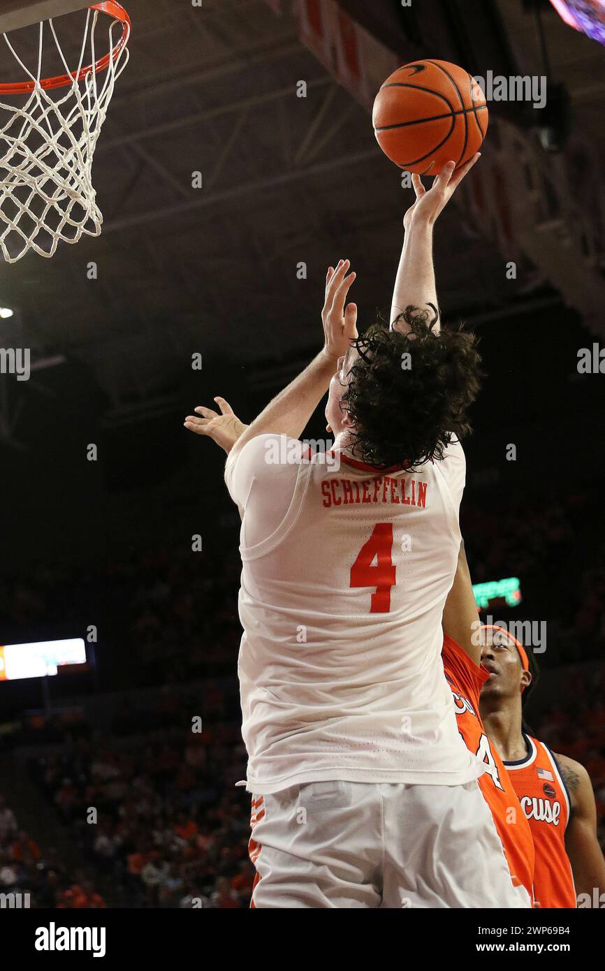 CLEMSON, SC - MARCH 05: Clemson Tigers forward Ian Schieffelin (4) puts ...