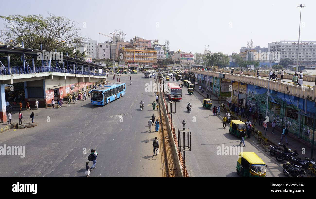 Bangalore, India - January 16 2024: View of Kempegowda or Majestic Bus ...
