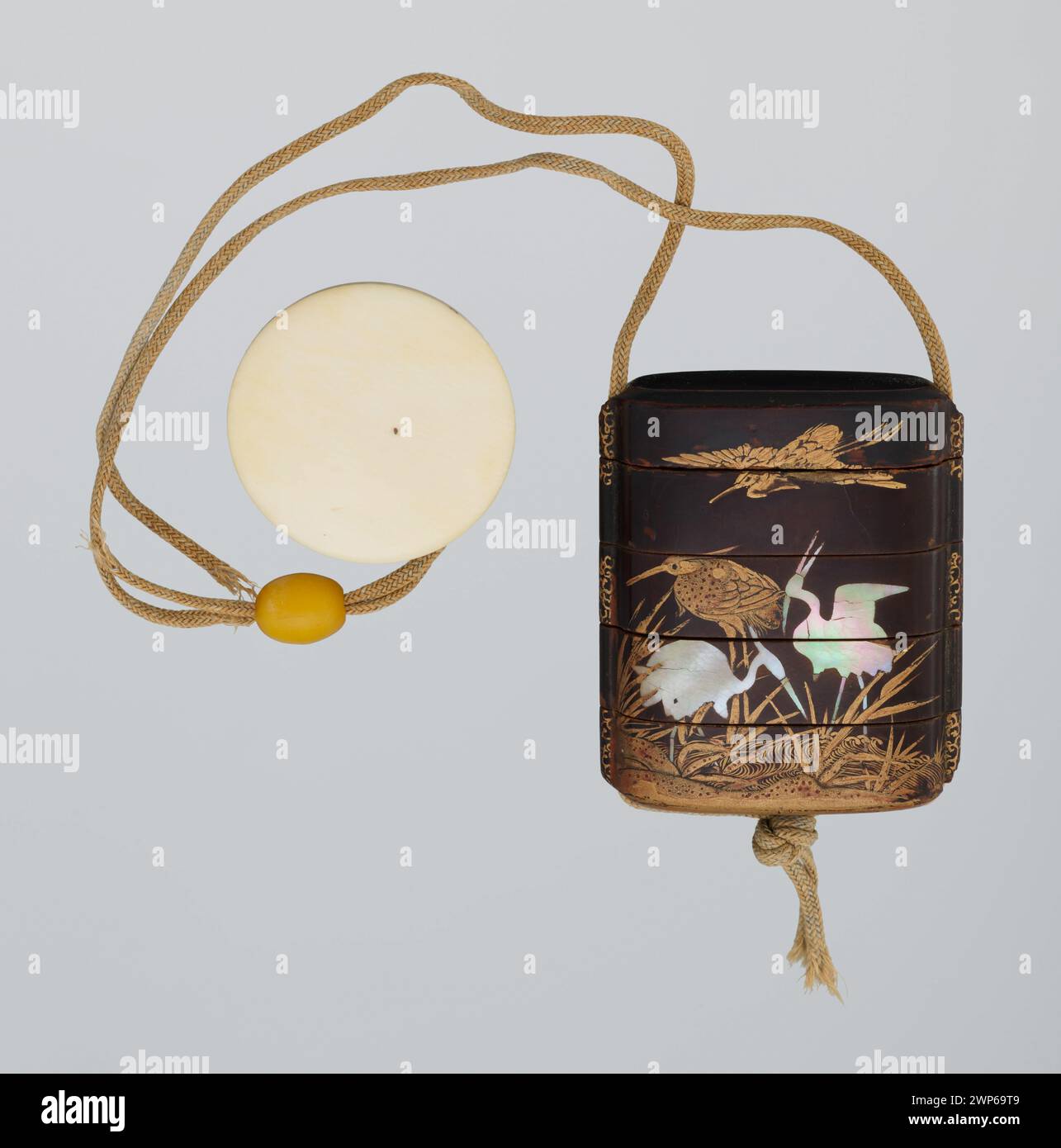 This 19th-century four-day Inrō includes Ojime beads and a Manju ...
