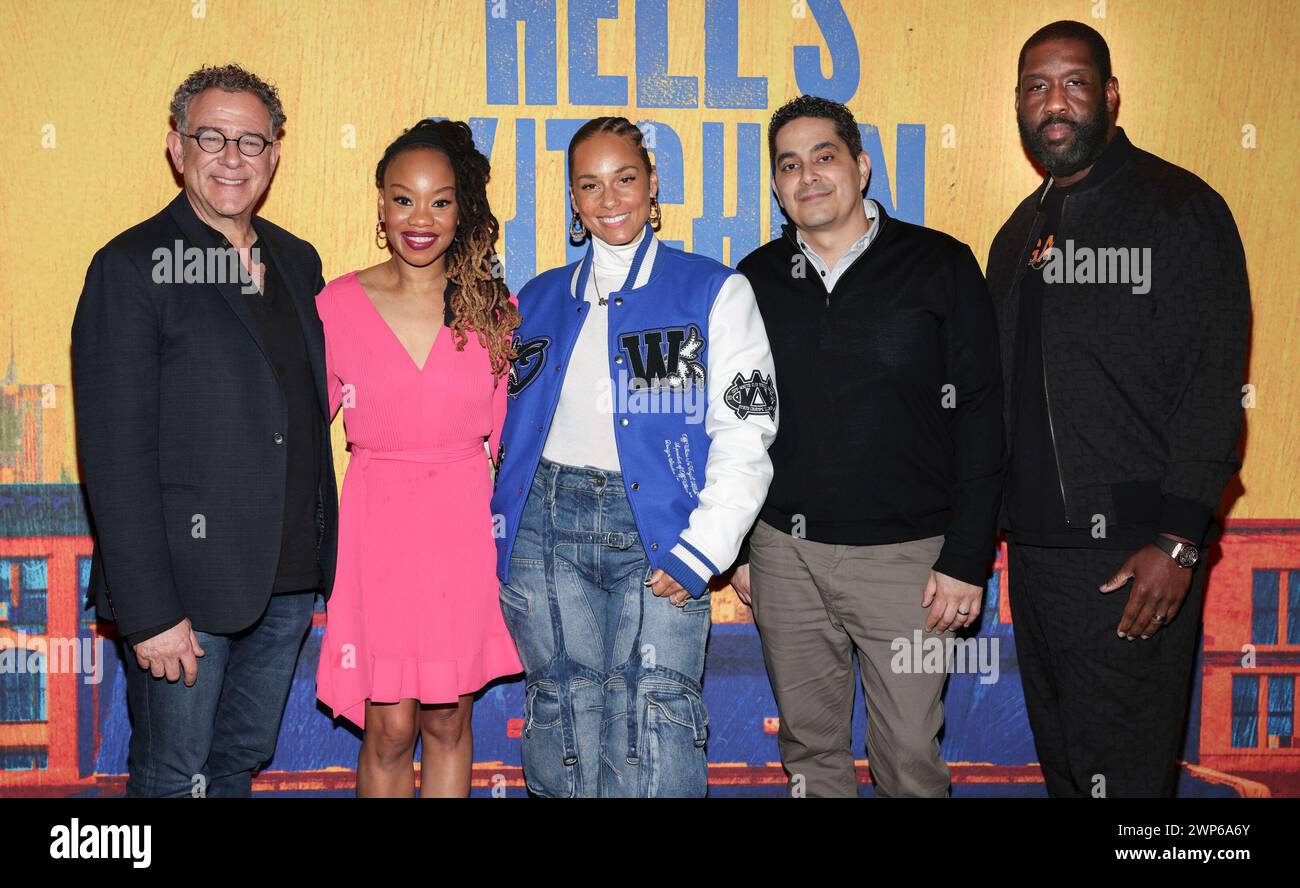 Michael Greif, from left, Camille A. Brown, Alicia Keys, Kristoffer Diaz, and Adam Blackstone ...