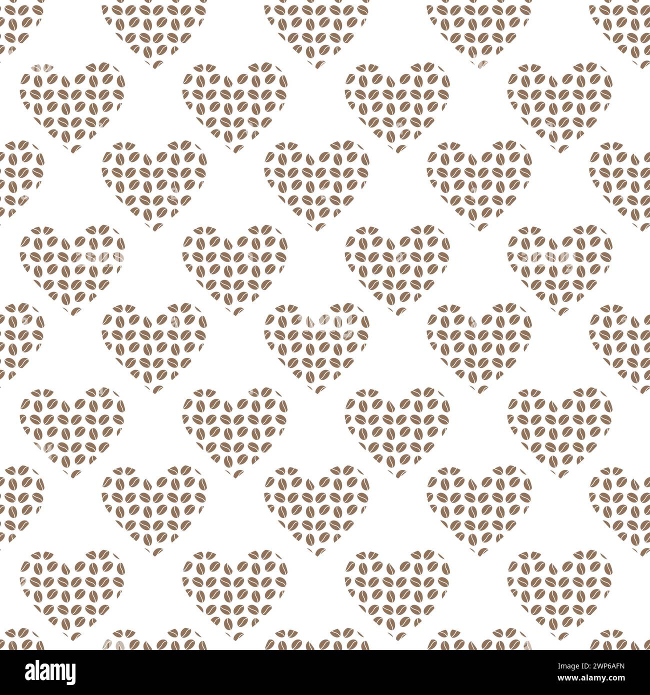 Coffee beans heart shape seamless pattern in trendy soft brown shades ...